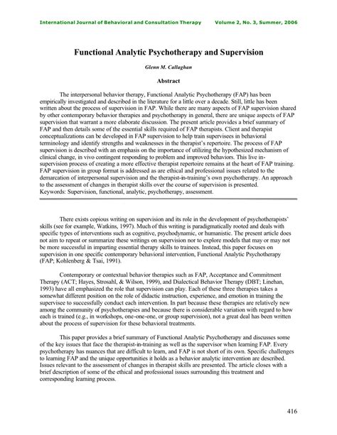 Pdf Functional Analytic Psychotherapy And Supervision