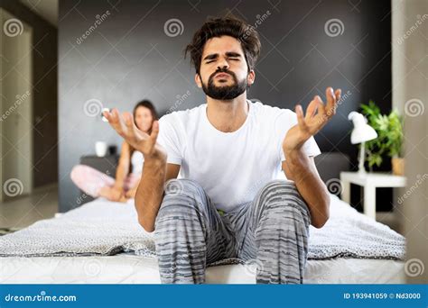 Couple Having Arguments And Sexual Problems In Bed Stock Image Image Of Bedroom Frustration
