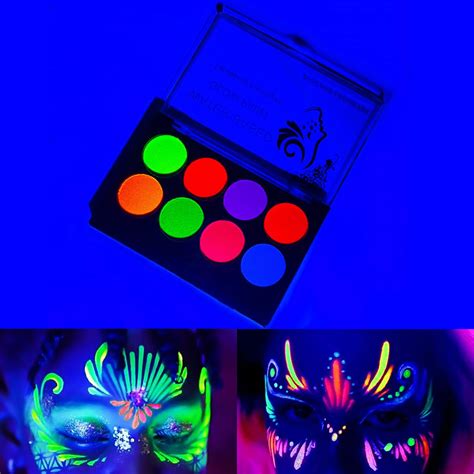 Uv Black Light Reactive Face And Body Paint Neon Fluorescent 8 Color