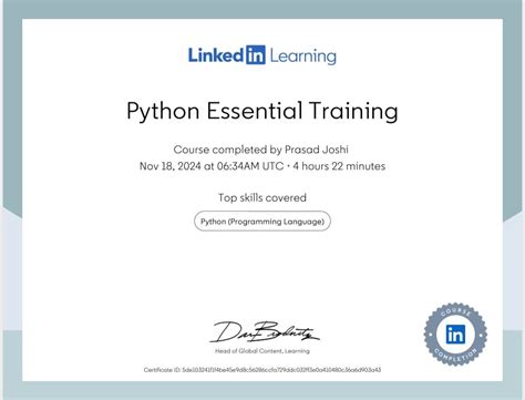 Prasad Joshi On Linkedin Python Programming Linkedinlearning Skilldevelopment Lifelonglearning