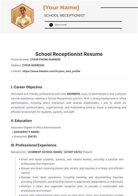 Free Receptionist Templates To Edit Online