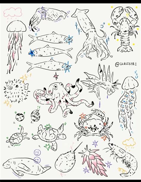 Sea Animals Tattoos Simple Ocean Themed Tattoos Tattoo Sea Creatures