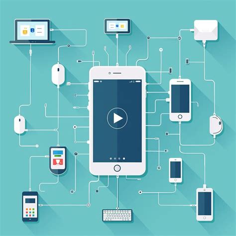 Large Smartphone Connected To Multiple Small Devices Premium AI
