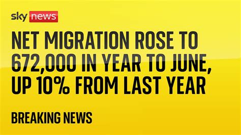 Net Migration Rose To 672000 In Year To June Up From 607000 In The