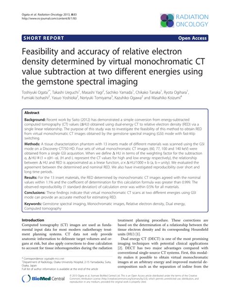 Pdf Feasibility And Accuracy Of Relative Electron Density Determined