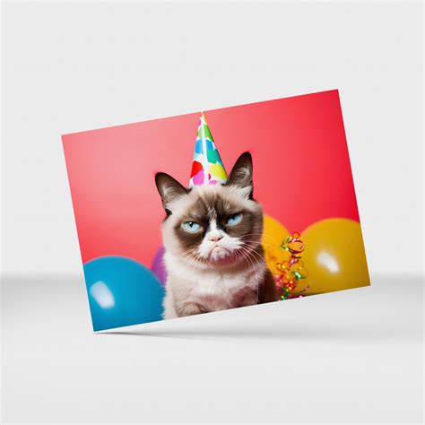 Funny Grumpy Cat Birthday Card Hilarious Cat Postcard Cat Lover T