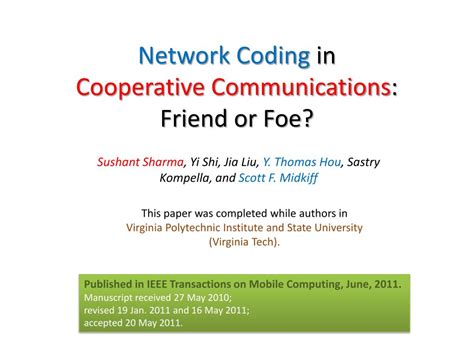 Ppt Network Coding In Cooperative Communications Friend Or Foe Powerpoint Presentation Id