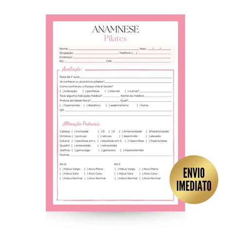 Ficha De Anamnese Pilates Shopee Brasil