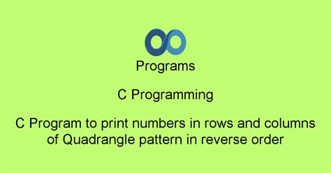 Oodlescoop C Programming Programs C Program To Print Numbers In Rows