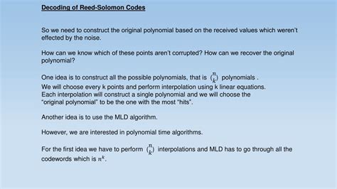 ppt reed solomon error correcting codes maximizing error correction