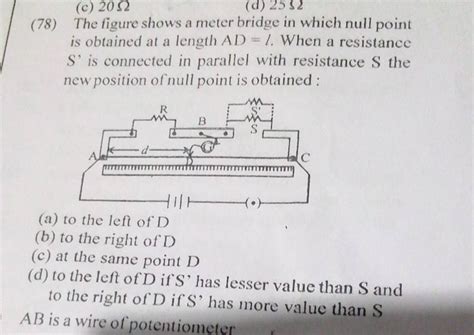 the figure shows a meter bridge in which null point is obtained at a len
