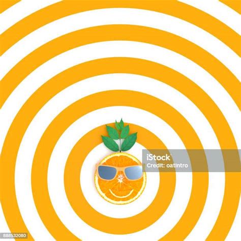 오렌지와 흰색 패턴 컬러 배경에 선글라스와 오렌지 슬라이스 3차원 형태에 대한 스톡 사진 및 기타 이미지 3차원 형태 슬라이스 원형 Istock