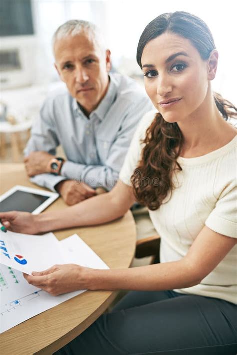 Portrait Woman And Man In Office With Data Analysis Research And
