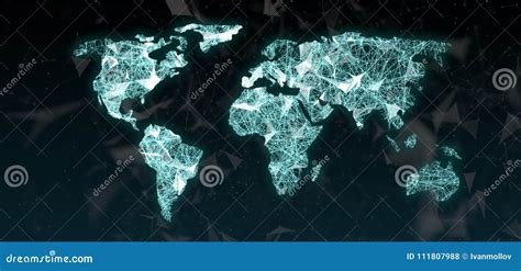 Network Plexus Connection Net On World Map Stock Illustration Illustration Of Graphic