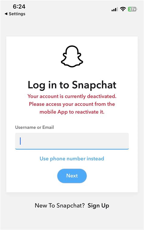 Every Time I Try And Log Into Snap On The Website This Comes Up And When I Try On The App It