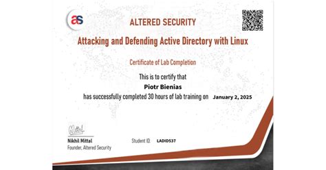 Piotr Bienias On Linkedin Attacking Active Directory With Linux • Piotr Bienias • Altered Security
