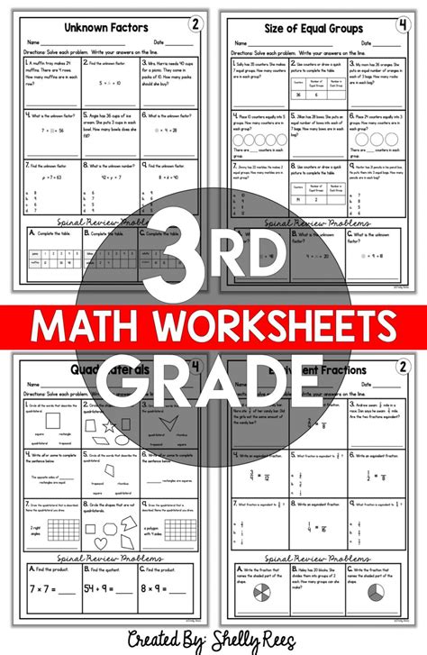3rd Grade Math Worksheet Pdf Packet Printable Pdf Template