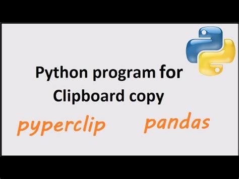 Clipboard Copy In Python Using Pyperclip And Pandas YouTube