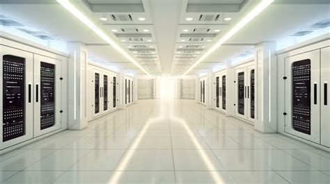 3d Rendering Of Centralized Server Room White Servers Background Server Room Datacenter
