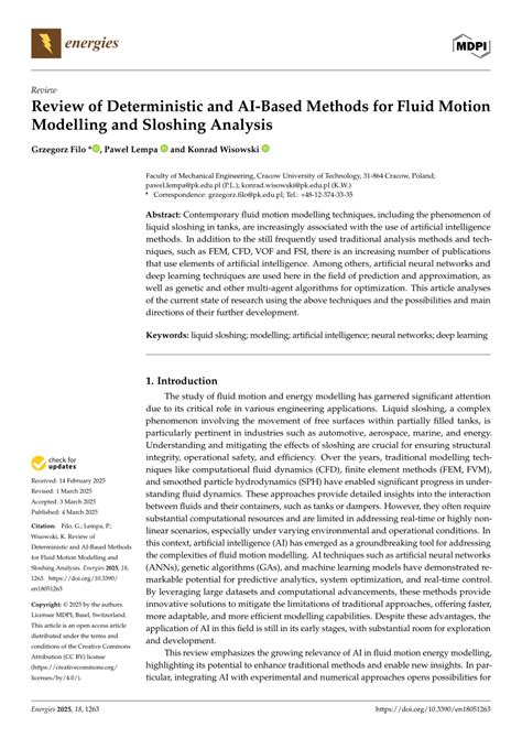 Pdf Review Of Deterministic And Ai Based Methods For Fluid Motion