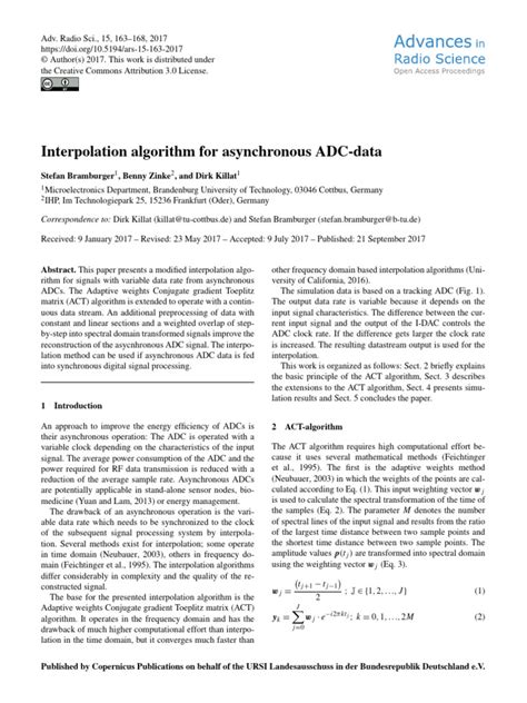 Interpolation Algorithm For Asynchronous Adc Data Pdf Analog To
