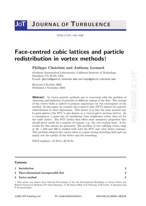 Pdf Face Centered Cubic Lattices And Particle Redistribution In