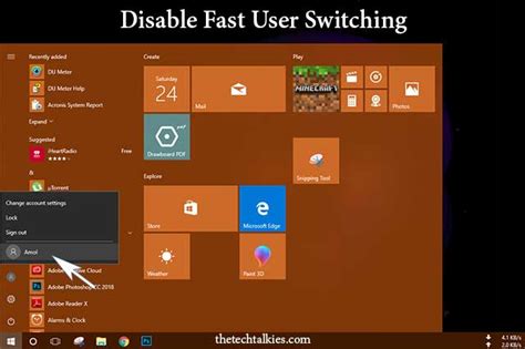 Enable Or Disable Fast User Switching In Windows 10