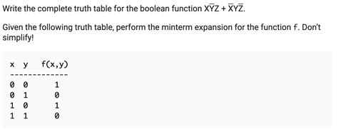 Solved Write The Complete Truth Table For The Boolean