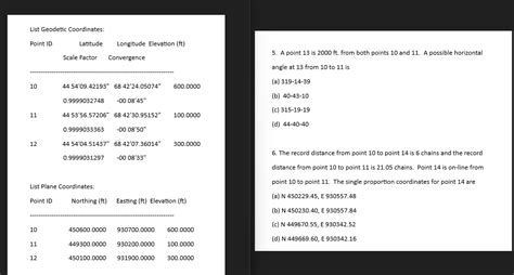 Solved List Geodetic Coordinates Point Id Latitude Longitude