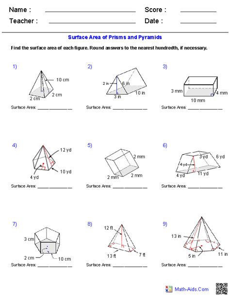 Surface Area Practice Worksheets