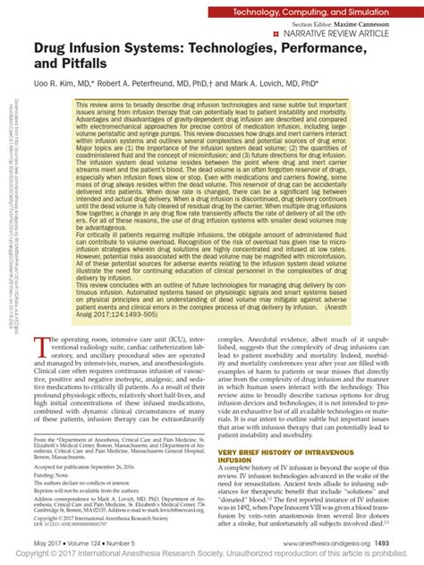 Drug Infusion Systems Technologies Performance24 Pdf Intravenous