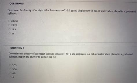 Solved QUESTION Determine The Density Of An Object That Chegg Com