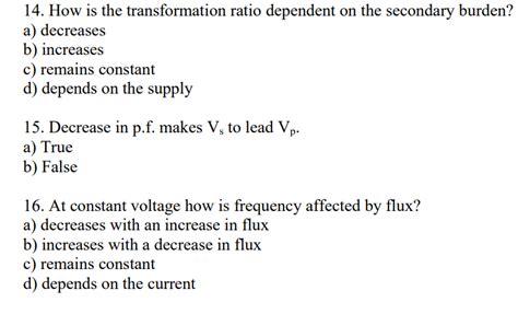 Solved 14 How Is The Transformation Ratio Dependent On The
