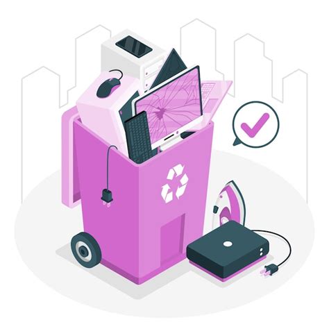 전자 폐기물 개념 설명 무료 벡터