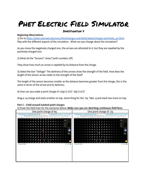 Hitchcock Phet Electric Field Simulator Pdf Electric Field Electric Charge