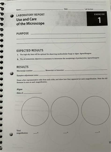 name date lab section exercise laboratory report