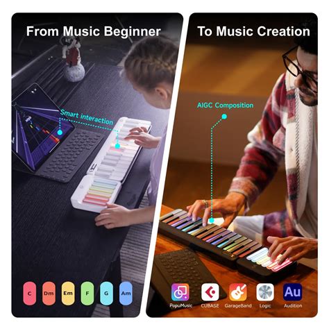 Mua PopuPiano Portable Smart Piano Keyboard With Rainbow Light Keys