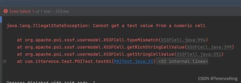 java lang illegalstateexception cannot get a text value from a numeric