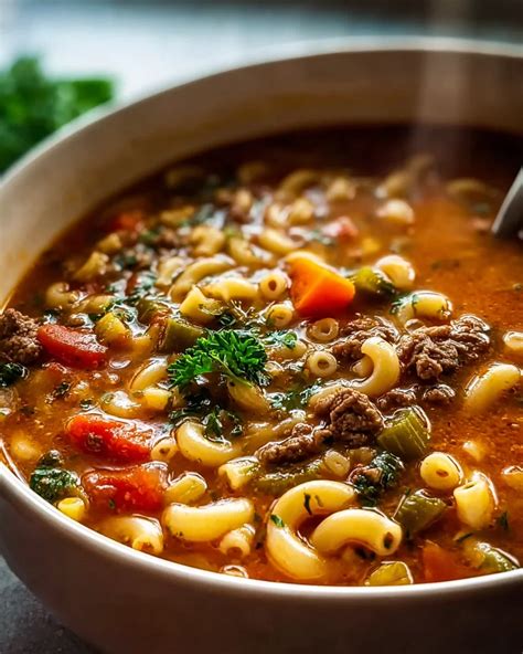 Delicious Homemade Ground Beef Pasta Soup Recipe For Comfort Cooktrove