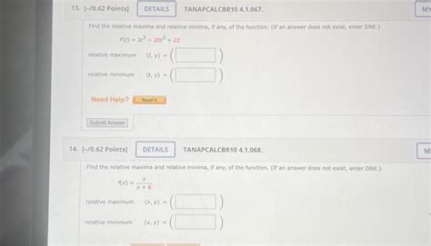solved find the relative maxima and relative minima if any