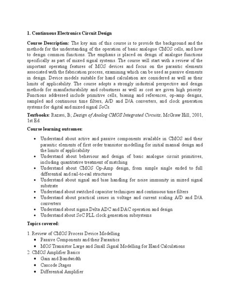 continuous electronics circuit design pdf analog to digital