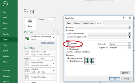 how to view and print gridlines in microsoft excel 2016