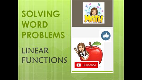 Word Problems LINEAR FUNCTIONS YouTube