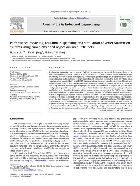 pdf performance modeling real time dispatching and simulation of