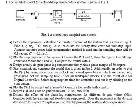 Solved 1 The Simulink Model For A Closed Loop Sampled Data