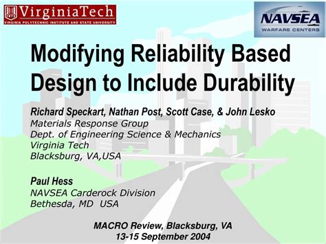 PPT Modifying Reliability Based Design To Include Durability PowerPoint Presentation ID