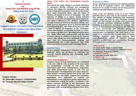 CSE Seminar 2024 Broucher A National Seminar On Smart Cities And Mobility Using AI ML 14th To