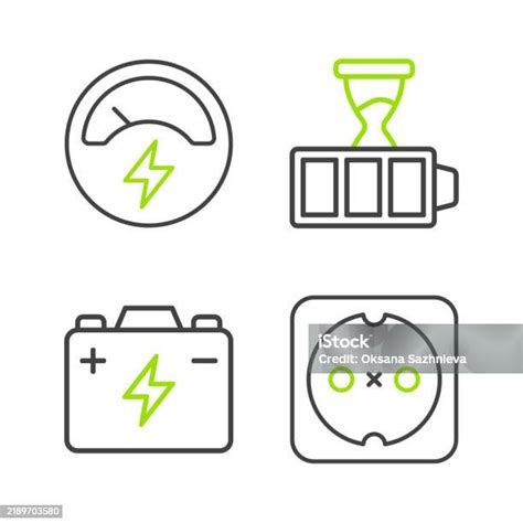 전기 콘센트 자동차 배터리 배터리 충전 및 전압계 아이콘을 설정합니다 벡터 0명에 대한 스톡 벡터 아트 및 기타 이미지 0명 가득 찬 계기판 측정기 Istock