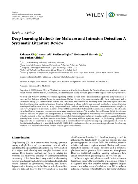 Pdf Deep Learning Methods For Malware And Intrusion Detection A
