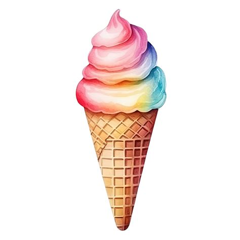 콘에 수채화 아이스크림 와플 음식 디저트 Png 일러스트 및 이미지 에 대한 무료 다운로드 Pngtree